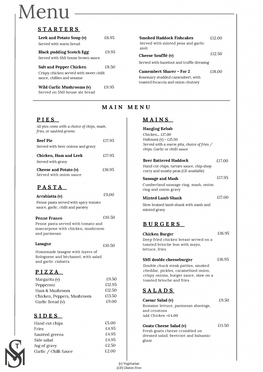 Main Menu | St Mary's Inn